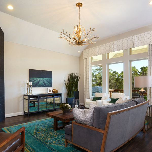 House of Hampton® 29.5" 7-Light Gold Crystal Dimmable Chandelier Flower Shaped for Living Room ...